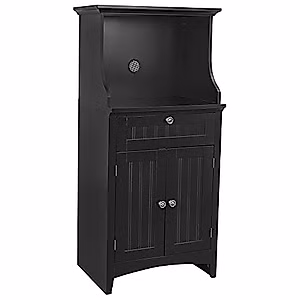 OS Home and Office Coffee Maker Utility Cabinet in Black kitchen microwave cart
