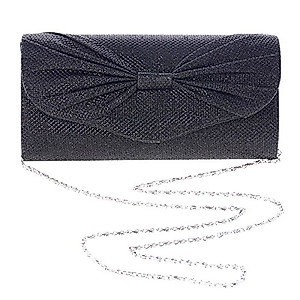 Damara Womens Medium Sparkly Bownot Front Party Clutch Purse,White