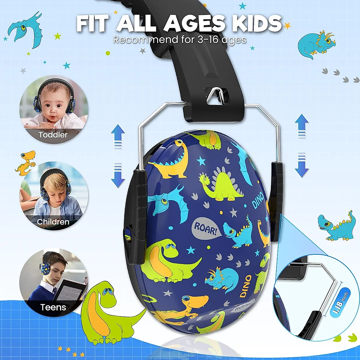 RIIKUNTEK Kids Ear Protection Safety Ear Muffs - SNR 27dB Noise Cancelling Headphones for Kids, Toddlers, Teens, Autism, Hearing Protection Earmuffs for Concerts, Fireworks, Sports Events, Air Shows