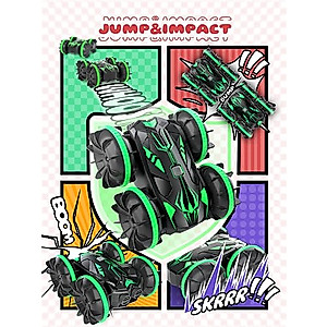 MARVTOWN Amphibious Remote Control Car, 4WD 2.4GHz Waterproof RC Car with 360° Flip and Low Battery Alarm, All Terrain Water Beach Pool RC Boat Toy for Boys and Girls of Age 6-12