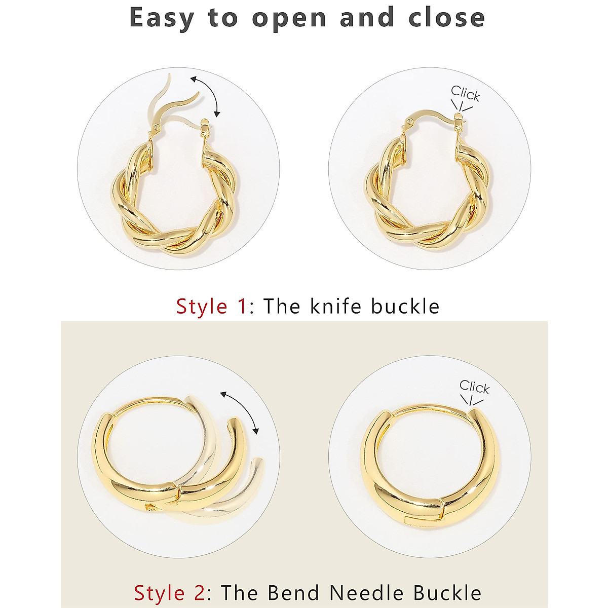 Adoyi Small Gold Huggie Hoop Earrings for Women Chunky Twisted Big Gold Hoops Set Hypoallergenic 14K Gold Plated Large Huggie Hoop Earrings Pack for Women Gift Lightweight 7 Pairs ball earrings