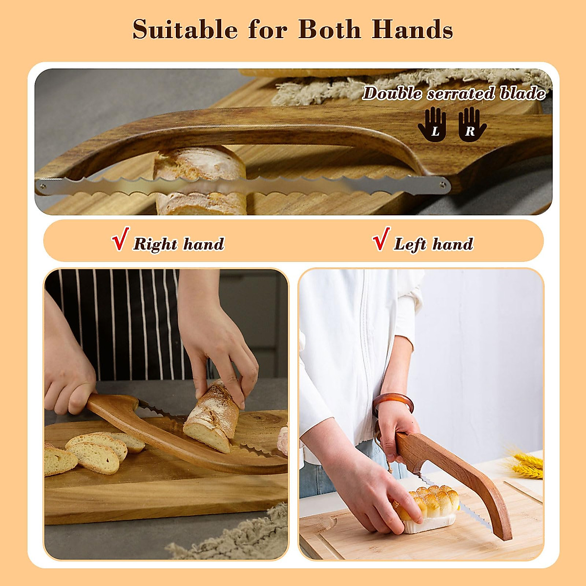 Flechazo Bread Knife for Homemade Bread - with Sourdough Lame Bread Scoring Tool and Replacement Stainless Steel Saw, Premium Serrated Blade for Effortless Slicing Bread, Sourdough and More