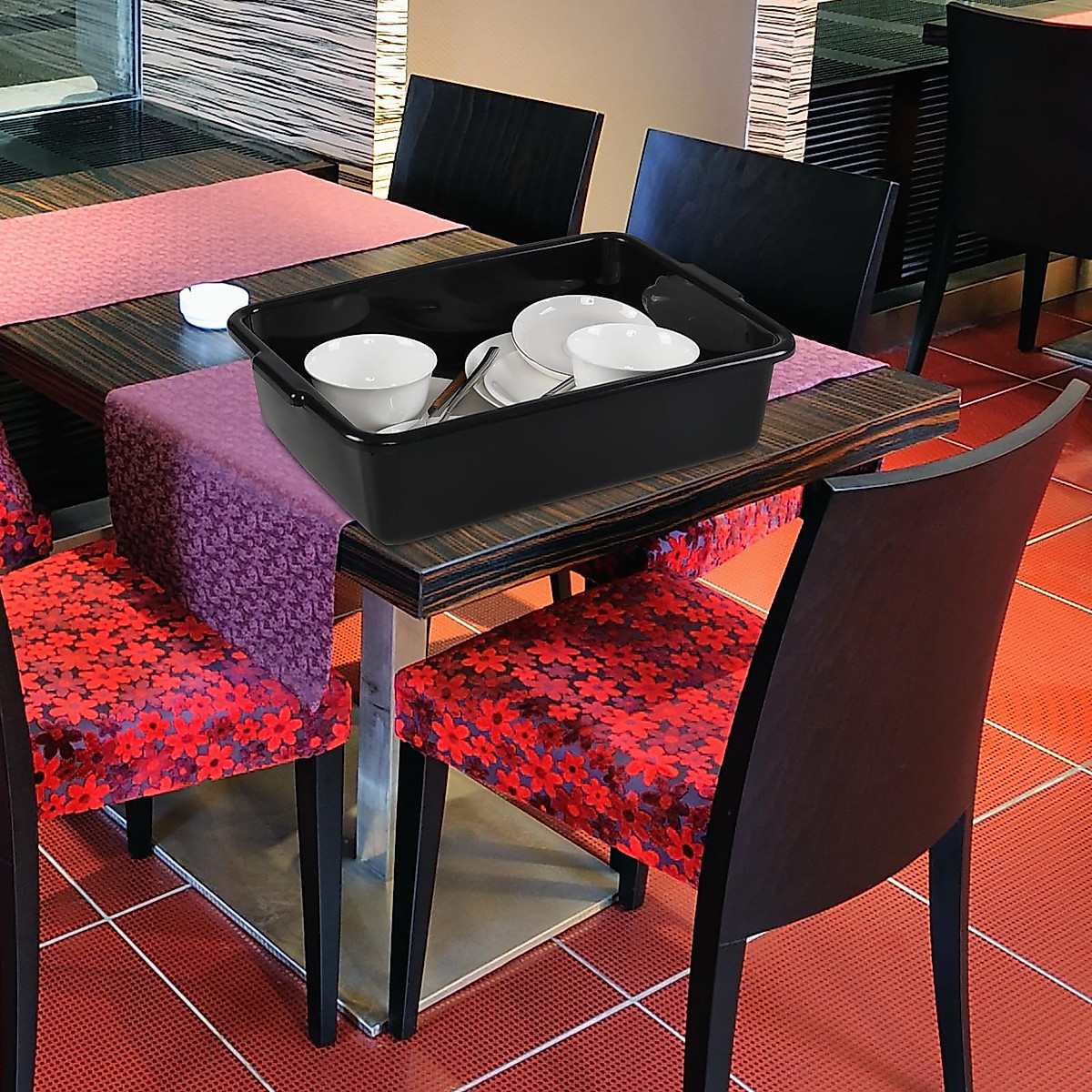 Bringer 12-Pack Commercial Bus Tubs, 13 L Plastic Bus Box, Black