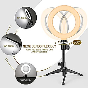 Video Conference Lighting Kits, 6” LED Selfie Ring Light with Tripod Stand, Clip on Laptop Monitor for Webcam Lighting/Zoom Lighting/Remote Working/Self Broadcasting/Live Streaming
