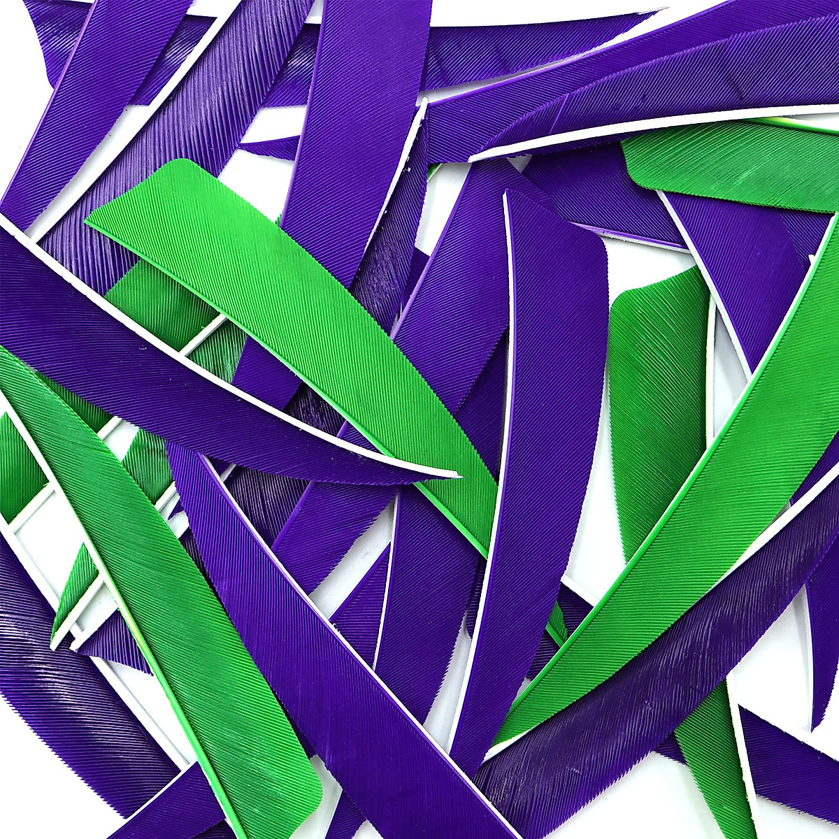 Obert Archery 60pcs Arrow Feathers 4 inch Hunting Arrows Fletching Right Wing Green Purple Shield Cut