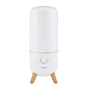 Homedics Ultrasonic Humidifier, Bedrooms and Home Offices, 0.97-Gallon Tank, 45-Hour Runtime, Visible Ultra-Quiet Cool Mist, Aromatherapy, Demineralization Cartridge, Night-Light, Auto-Off, White