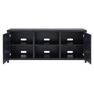 Henn&Hart Rectangular TV Stand for TV's up to 65" in Black, Electric Fireplace TV Stands for the Living Room