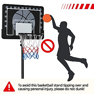 Topeakmart Portable Basketball Hoop System Free Standing Basketaball Goal Set 7.7ft-8.7ft Baskatball Net Stand with 32'' PE Backboard & Fillable Base