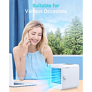 Portable Air Conditioner Mini AC: Evaporative Mini Air Cooler with 𝟳 𝗖𝗼𝗹𝗼𝗿𝘀, USB Personal Air Cooler Desktop Cooling Fan Unit with 𝟭𝟬𝟬𝟬𝗺𝗹 𝗪𝗮𝘁𝗲𝗿 𝗧𝗮𝗻𝗸 for Room Office Home
