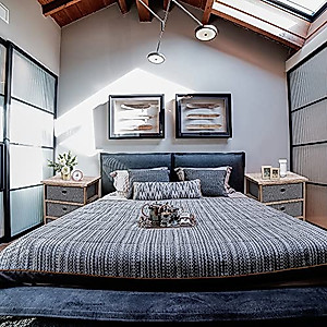 Babion Nightstands Set of 2, Bedside Tables for Bedroom Night Stand with Removable 3 Drawer Nightstand Gray Side Tables Bedroom Small Nightstand with Fabric Storage Drawers Wood Frame (Gray)