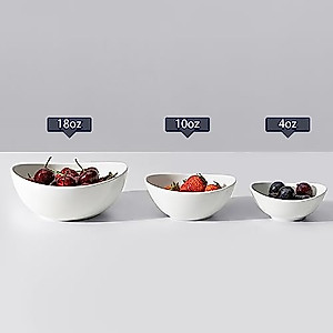 Sweese 5 Inch Porcelain Small 10 oz Bowls Set of 6, for Dessert | Ice cream | Soup | Rice | Fruits | Small Portions - Microwave, Dishwasher, and Oven Safe - White