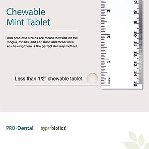 Hyperbiotics Pro Dental Probiotic with BLIS K12 and M18 | Premium Vegan Oral Probiotic for Teeth and Gums | Bad Breath Treatment for Adults | Sugar Free | Mint Chewable Tablet | 45 Count