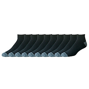 Amazon Essentials Men's Cotton Ankle Socks - Comfortable, Durable, Half-Cushioned, 10 Pairs, Black, 13-15