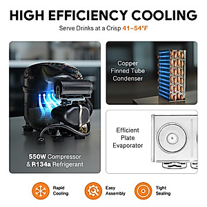 WILPREP Commercial Beverage Dispenser, 18L x 2 Tanks 9.6 Gallon Refrigerated Juice Dispenser with Thermostat Controller, Food Grade Stainless Steel 550W Iced Beverage Dispenser, ETL & ETL Sanitation