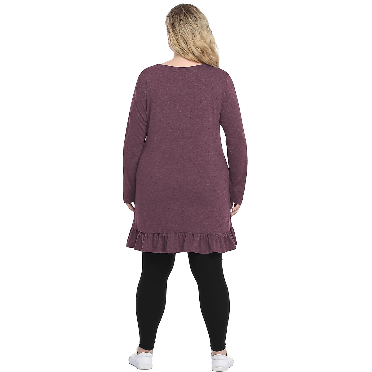 Long Plus Size Tunic Tops for Women Ruffle Hem Shirts for leggings (Red, 4X)