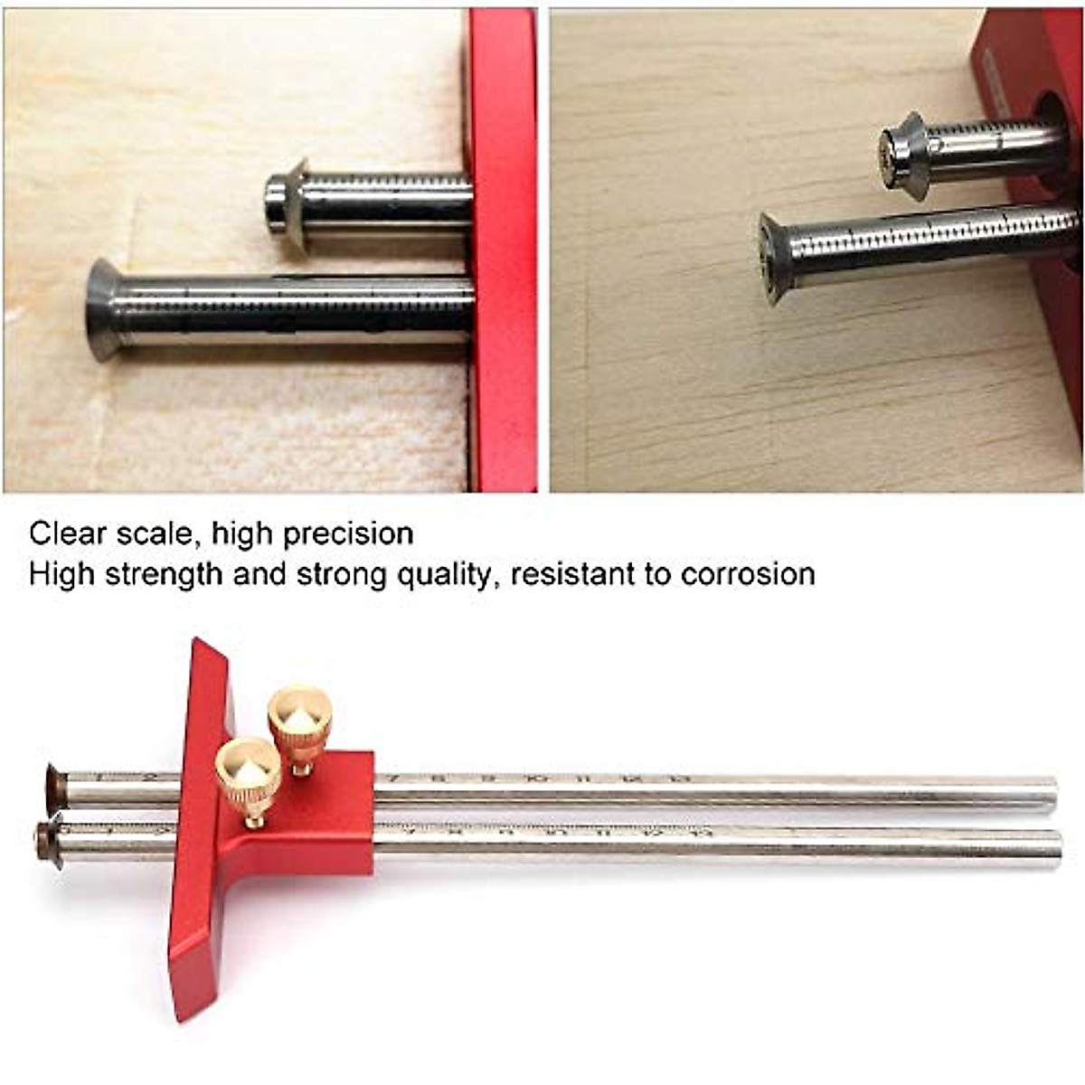 YWBL-WH Double Head Scriber Stainless Steel Woodworking Marking Gauge Scriber Ruler Wood Scribe Tool