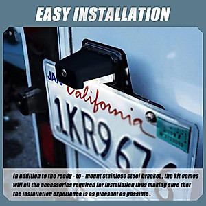 gunhunt 1 PC Truck License Plate Light, 8.4" x 2.9" x 2.3" 2 LED License Plate Light IP67 Waterproof Dustproof with Mounting Bracket, Drain Hole Light Holder Bracket, Universal for Trucks (Black)