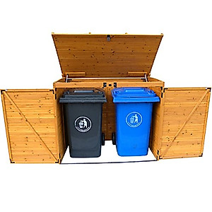 Leisure Season RSS2001L Large Horizontal Refuse Storage Shed - Brown - Wooden Refuse Cabinet for Trash Bins - Outdoor Tool and Garage Organizer – Weatherproof House and Garden Rubbish Enclosure Box