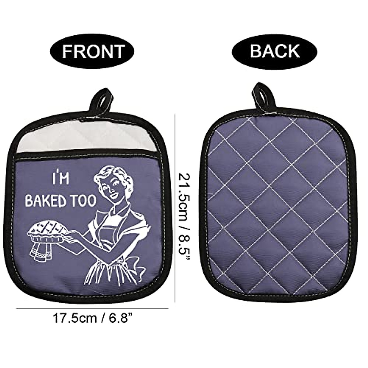 Novelty Baking Gift Heat Resistant Potholder Oven Pad with Pocket I’m Baked Too Funny Baker Gift for Mom Sister Friend (I'm Baked Too)