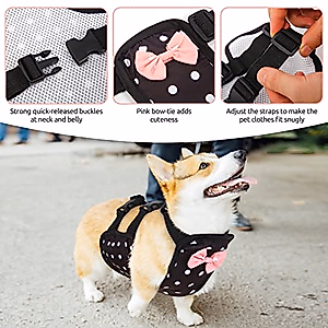 Queenmore Dog Chest Protective Shirt, Belly Clothes to Keep Warm and Keep Chest Clean, Waterproof Adjustable Breathable Apparel for Male Female Dogs, Black S