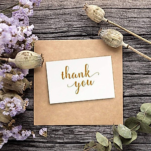 Thank You Card Bulk Set, Gold Font Designs, Blank Interior (4 x 6 In, 36 Pack)