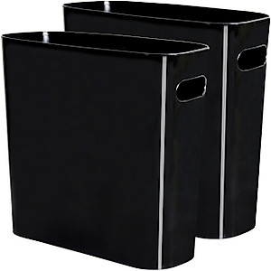 Youngever 1.5 Gallon Slim Trash Can, Plastic Garbage Container Bin, Small Trash Bin with Handles for Home Office, Living Room, Study Room, Kitchen, Bathroom (2 Pack Black)