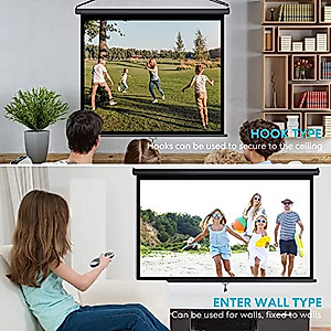 VIVOHOME 120 Inch Manual Pull Down Projector Screen, 1:1 HD Retractable Widescreen for Movie Home Theater Cinema Office Video Game, Black