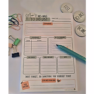 Mom's No-Nag To-Do List, 50 Tear-Off 6"x9" Sheet Pad (Perfect for Tweens and Teens) - Organizer, Scheduler, Daily Planner, Productivity Tracker for Organizing Goals, Notepad