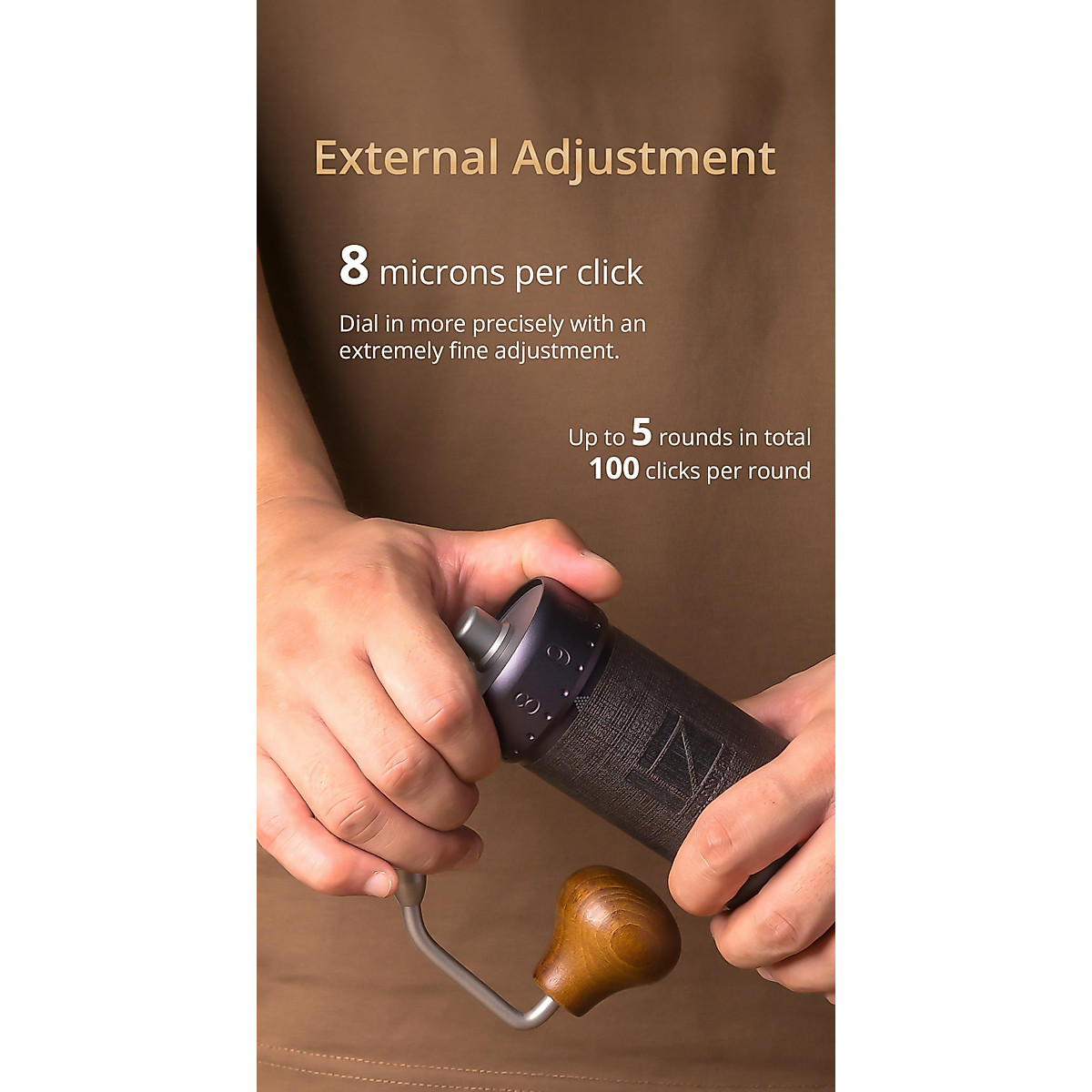 1Zpresso J-Max S Manual Coffee Grinder Iron Gray, Coated Conical Burr,Foldable Handle, Magnet Catch Cup Capacity40g, Numerical Adjustable Finely Setting, Faster Grinding Efficiency ideal for Espresso