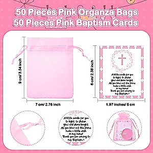50 Sets Baby Shower Favors 50 Pcs Tea Light Candles for Guests Baby Shower Decoration with 50 Greeting Cards and Organza Bags for Boys Girls Guests Baby Shower Favors Gender Reveal (Pink)