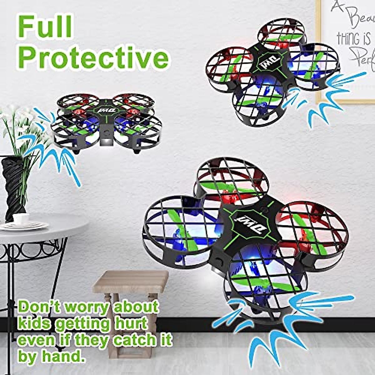 Dwi Dowellin 4.5 Inch Mini Drone for Kids One Key Take Off Landing Spin Flips RC Small Drones for Beginners Boys and Girls Nano Quadcopter Flying Toys, Black