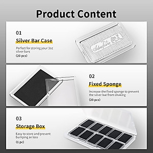 Yncotte 1 Oz Silver Bar Holder, 20 Pcs Silver Bar Capsule Storage Bar Capsule Container for 1 Ounce Silver Bar