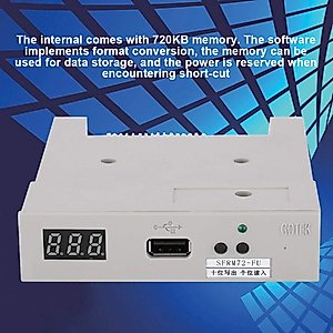 Cuifati USB Floppy Drive,ABS 720KB SFRM72-FU USB SSD Floppy Drive Emulator with 720K Floppy Drive,USB External Floppy Disk Drive Portable FDD USB Drive,Plug and Play for Laptop Desktop PC