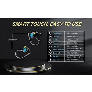 QLXAQLX True Wireless Earbuds via Bluetooth,Running,Working, Headphones,Waterproof and Dust Resistant, up to 50h Battery Life, Black