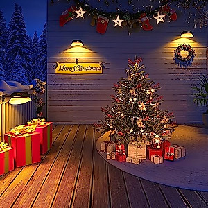 JSOT Halloween Solar Gutter Lights, Christmas Solar Lights Outdoor Waterproof Fence Lights Clip Lighting 2 Installations Methods for Deck Garden Porch Garage Stairs Wall - White Light, 6 Pack