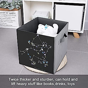 Constellation Sagittarius Canvas Collapsible Storage Bins Cube Organizer Baskets with Handles for Home Office Car