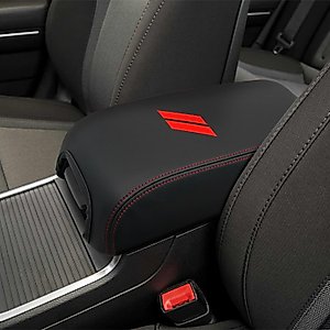 REMOCH for Dodge Charger Accessories 2011-2021 2022 2023 Center Console Cover for Chrysler 300 2015-2022 Leather Armrest Cover Seat Console Box Lid Protector Interior (Red Stitches, Leather)