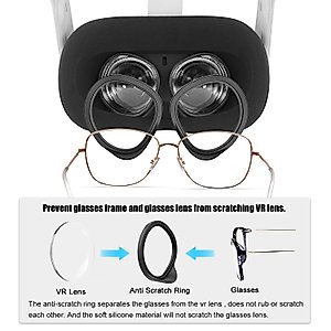 M AMVR [Pro Version] Lens Anti-Scratch Ring Protecting Myopia Glasses from Scratching VR Headset Lens Compatible for Meta Quest 2, Quest, Rift S or Meta Go, with Preventing Light-Leaking Design