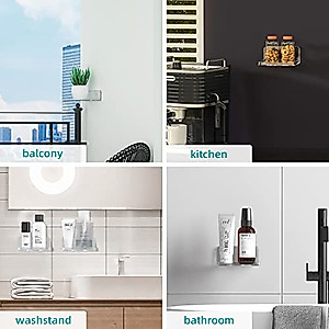 Wall Mount Floating Shelves for 2 Pcs Security Camera Shelf Mini Speaker Other Small Items in Bedroom Bathroom Kitchen Living Room Clear Mini Shelf Flexible Use for Wall Space(S+L)