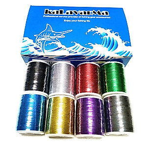 (8pcs*240yd) Kalavarma 240 Yards 220M Metallic Wrapping Thread for Fishing Rod Guide 8 Color
