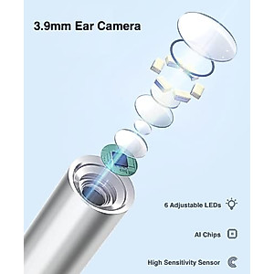 Digital Otoscope with 4.5" Screen & 3.9mm Ear Camera & 32GB Card, 6 Adjustable LEDs, 2500mAh Rechargeable Battery, IP67 Waterproof, Ear Wax Removal Tool, Supports Photo Snap and Video Recording