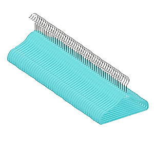 Kids Velvet Hangers, Sturdy and Space Saving Hangers. Blue (Aque). 50 Pack