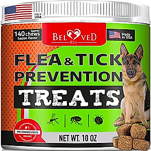 Flea and Tick Prevention Chewable Pills for Dogs - Revolution Oral Flea Treatment for Pets - Pest Control & Natural Defense - Chewables Small Tablets Made in USA… (Bacon)