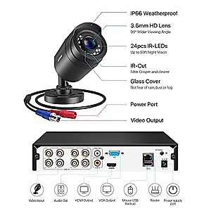 ZOSI H.265+ 8CH 5MP Lite Home Security Camera System Outdoor Indoor,5MP Lite CCTV DVR 8 Channel, 8pcs 1080P 1920TVL Surveillance Bullet Cameras,80ft Night Vision,Motion Alerts,Remote Access(No HDD)