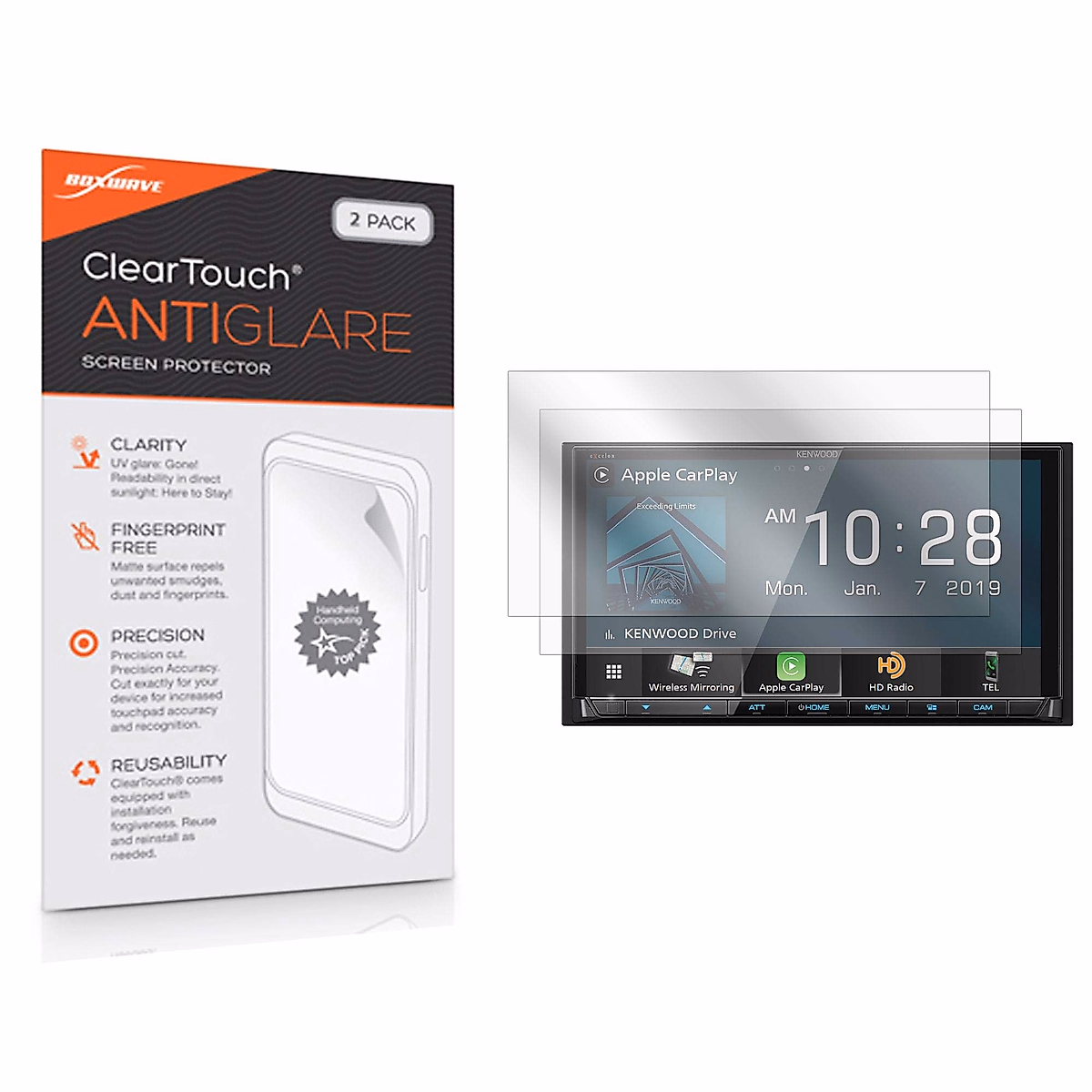 BoxWave Screen Protector Compatible with Kenwood Excelon DMX706S - ClearTouch Anti-Glare (2-Pack), Anti-Fingerprint Matte Film Skin for Kenwood Excelon DMX706S