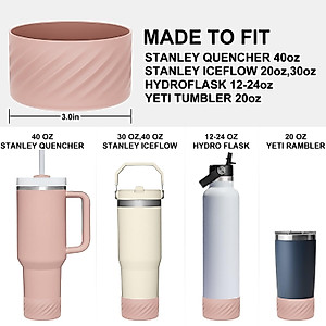 Affute Protective Silicone Boot for Stanley Quencher H2.0 40 oz & IceFlow Flip 20 oz 30 oz and hydroflask 12-24 oz, Anti-Slip Bottle Bottom Sleeve Cover (Pink Dusk)