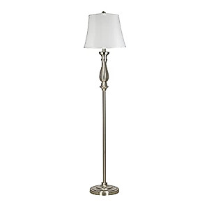 Catalina Lighting 21549-000 Traditional 2-Way Tall Decorative Metal Floor Lamp with Linen Shade, Brushed Steel