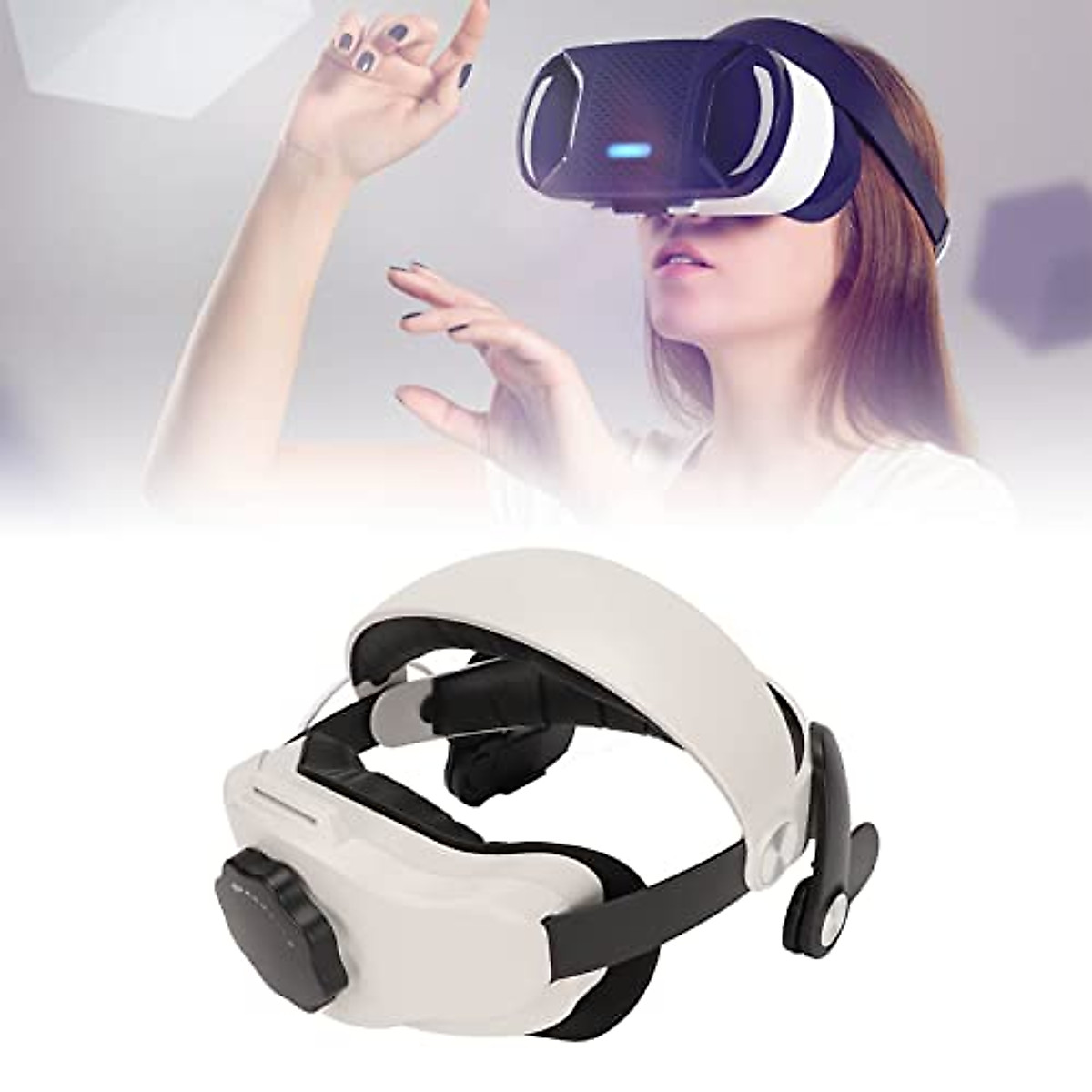 Battery Pack Head Strap for Quest 2, VR Head Strap Removable Sponge and ABS VR Headband for OculusQuest 2 Entertainment, 5300mAh Large Capacity Battery