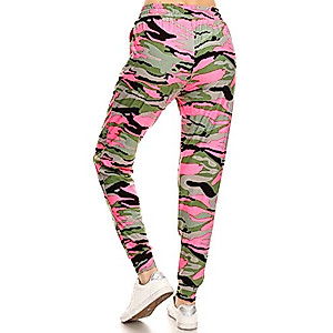 Leggings Depot JGA-Q654-N367-XL Blush Hue Camouflage Print Jogger Pants w/Pockets, X-Large