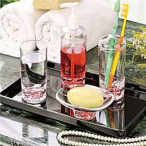 Acrylic Collection Serving Trays& Platter for Kitchen,Beverage,Drink,Food or Bathroom,YAT-08410,Black (L30xW20x2cm)